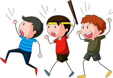 Cartoon angry mob stick characters walking Vector Image