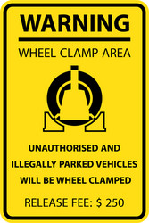 No parking wheel clamping zone warning sign car Vector Image