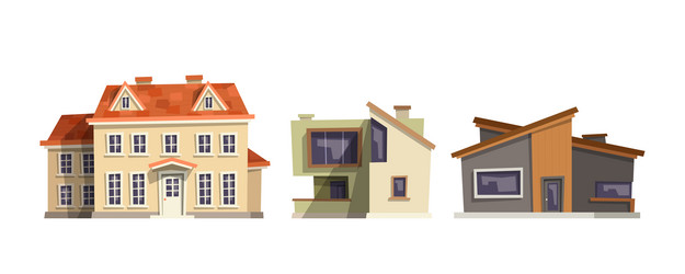 Cartoon set of poor ghetto houses Royalty Free Vector Image
