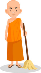 A child monk smile isolate on white background Vector Image