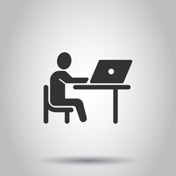 People with laptop computer icon in flat style pc Vector Image