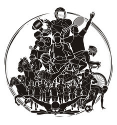 Sport players different sports mix action Vector Image