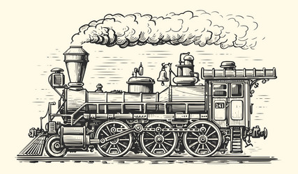 Old Train Side View Drawing