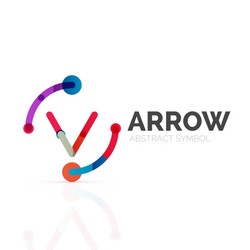 Linear arrow abstract logo connected multicolored Vector Image