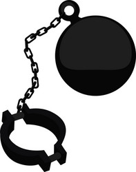 Ball on chain shackle icon jail with heavy Vector Image