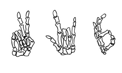 Skeleton Hand Drawing Peace