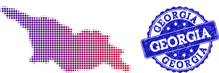 Collage of halftone dotted map georgia state Vector Image