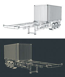Container trailer drawing Royalty Free Vector Image