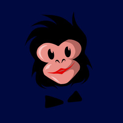 Funny funky monkey line pop art logo colorful Vector Image