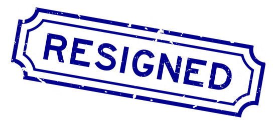 Grunge blue resigned word rubber seal stamp Vector Image