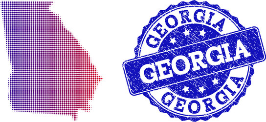 Collage of halftone dotted map georgia state Vector Image