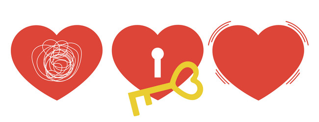 Heart shapes with different filling Royalty Free Vector