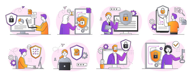 Digital data security and protection from hacking Vector Image