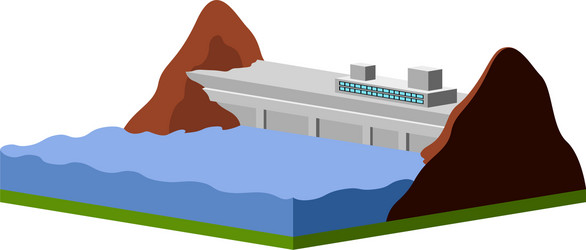 Monochromatic hidropower plant image Royalty Free Vector