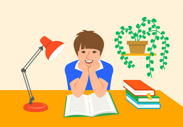 Boy reading - cartoon people character isolated Vector Image