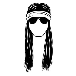 Rocker hairstyle bandana filled stroke Royalty Free Vector