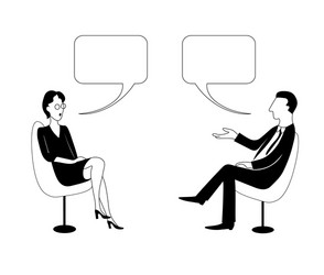 Two men are talking black outline image Royalty Free Vector