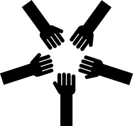 Five hands group arms many connecting open Vector Image