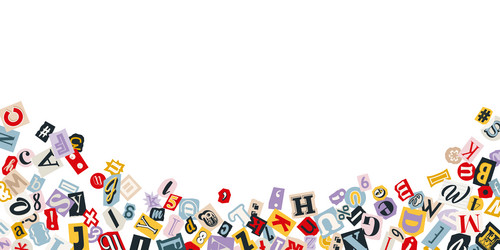 Scattered letters on white background cutout Vector Image