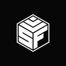 Sf logo monogram gaming hexagon geometric shape Vector Image