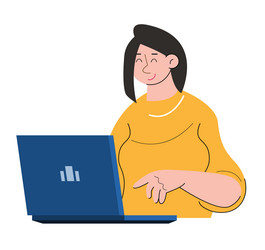 Cartoon Girl Typing on Computer Vector Images (over 630)