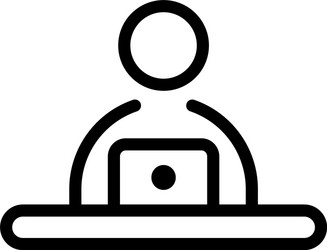 Man at computer icon outline style Royalty Free Vector Image