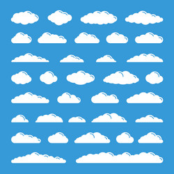 White flat simple clouds icons set Royalty Free Vector Image