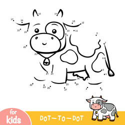 Color number education game cow Royalty Free Vector Image