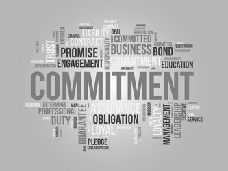 Word cloud background concept for commitment Vector Image