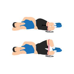 Man doing resistance band clam shells exercise Vector Image