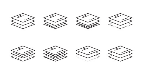 Layered paper sized stacks set Royalty Free Vector Image