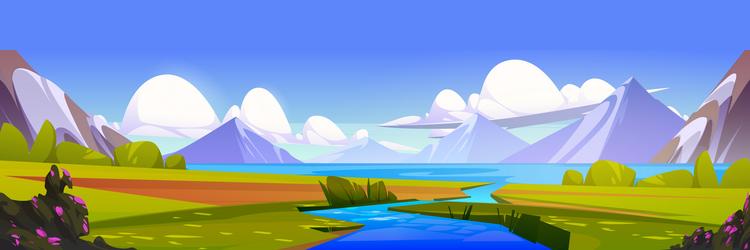 Mountain landscape with river delta Royalty Free Vector