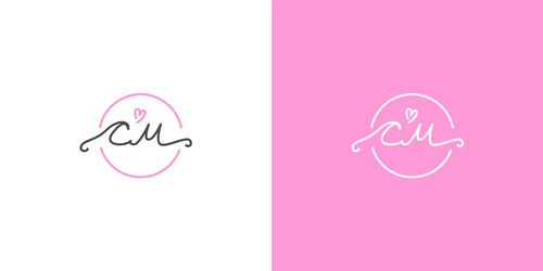 Wedding hand-drawn c m monograms set with a heart Vector Image