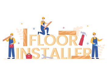 Floor installation cartoon with repairman laying Vector Image