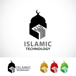 Islamic technology logo design template Royalty Free Vector
