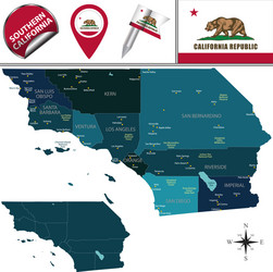 Map state california usa Royalty Free Vector Image