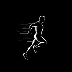 White icon of runner silhouette on black Vector Image