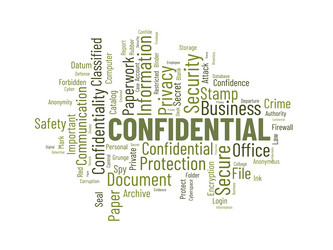 Word cloud background concept for confidential Vector Image