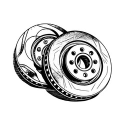 Brake pads drawing isolated hand drawn engraved Vector Image