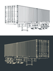 Truck with tanker trailer blueprints Royalty Free Vector