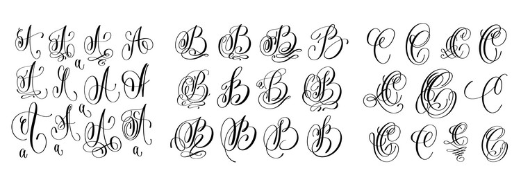 Calligraphy lettering script font a set hand Vector Image