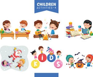 Children studying Royalty Free Vector Image - VectorStock