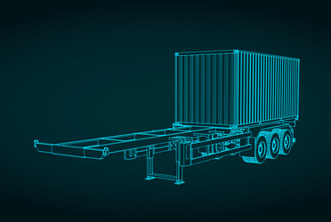 Tri-axle container trailer blueprints Royalty Free Vector