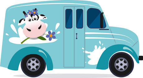 Dairy milk delivery service truck Royalty Free Vector Image