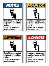 Notice sign breathing apparatus required beyond Vector Image