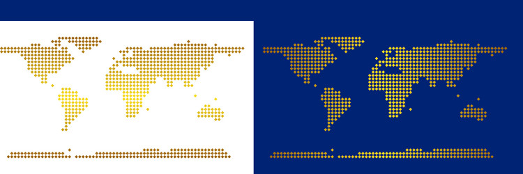Golden dot world map Royalty Free Vector Image