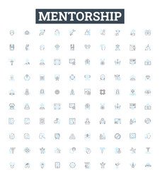 Mentorship line icons set mentor mentee Royalty Free Vector