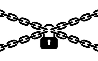 Closed padlock and metal chain icon concept Vector Image