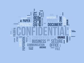 Word cloud background concept for confidential Vector Image