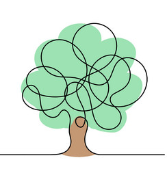 Abstract color tree as line drawing on the white Vector Image